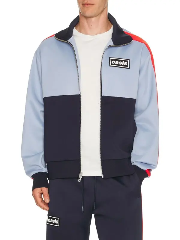 PLEASURES X Oasis Forever Track Jacket In Baby Blue - Powder Blue