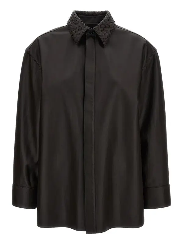 Bottega Veneta Semi-lucid Leather Shirt - Brown