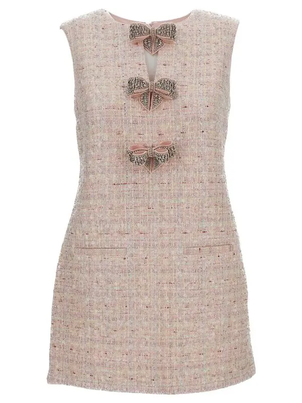 SELF-PORTRAIT Mini Dress With Sequins And Bows - Rose