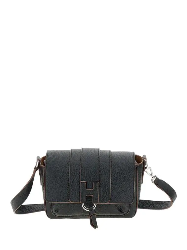 Hogan H01x Flap Bag In Hammered Leather - Black