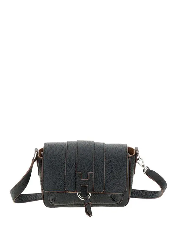 Hogan H01x Flap Bag In Hammered Leather - Nero