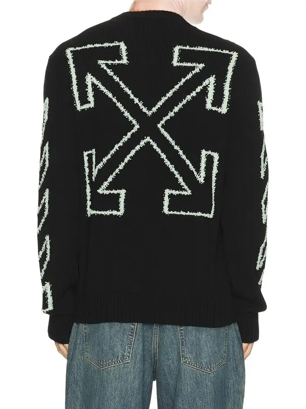 Off-White Fuzzy Knit Crewneck Sweater - Black
