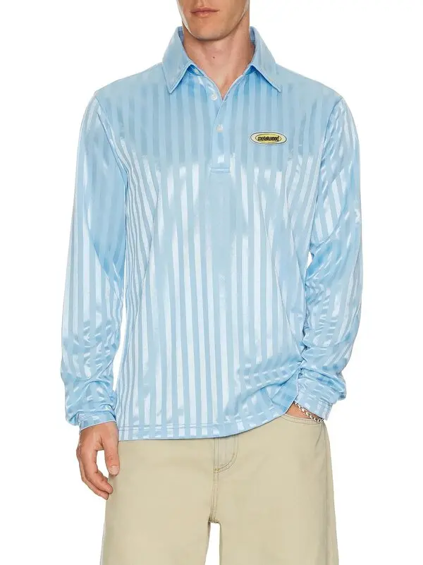 METALWOOD STUDIO Longsleeve Player Polo In Baby Blue - Sky