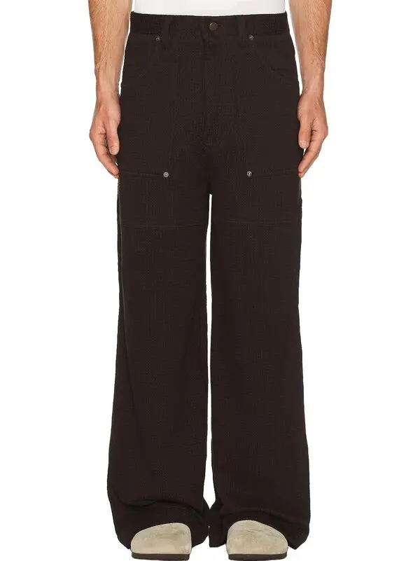 ISA BOULDER Midweight Waffle Knit Pants - Dark Brown