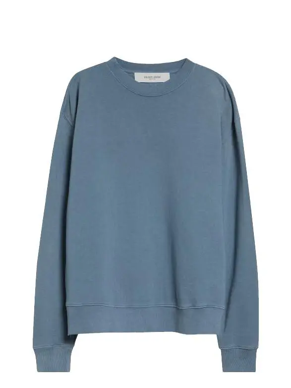 GOLDEN GOOSE Boxy Faded Cotton Sweatshirt - Windward Blue