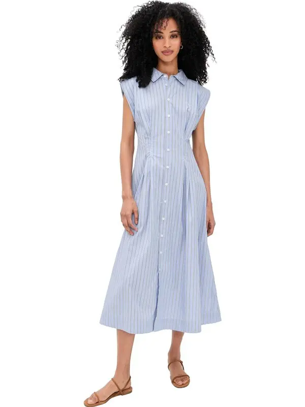 MOTHER Striped Poplin Midi Dress - Get In Line