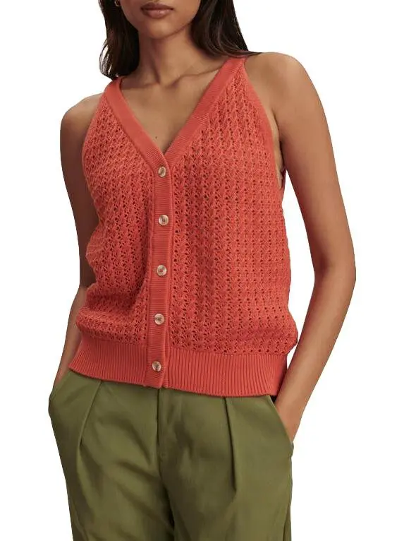 Varley Alessia Open Stitch Cotton Sweater Tank - Summer Fig
