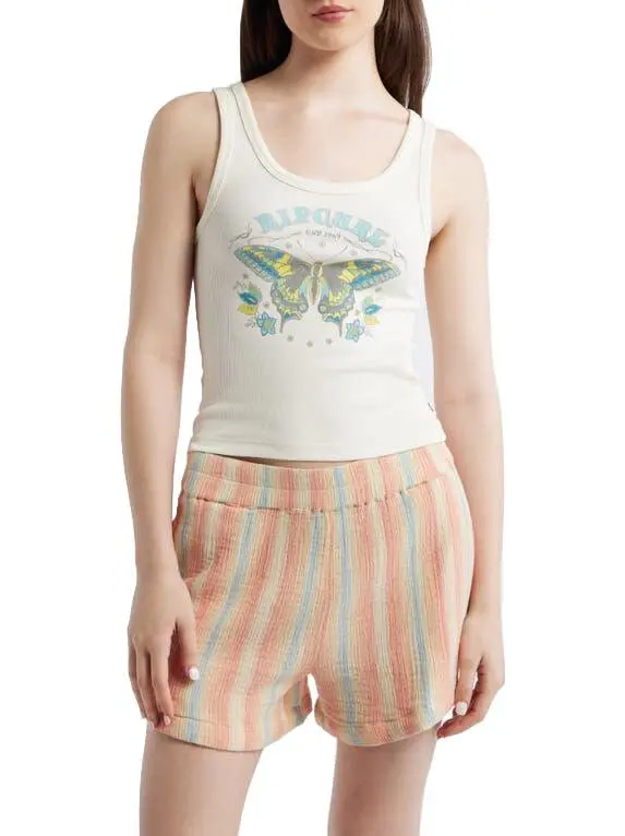 Rip Curl Moon Stretch Cotton Rib Graphic Tank - Bone