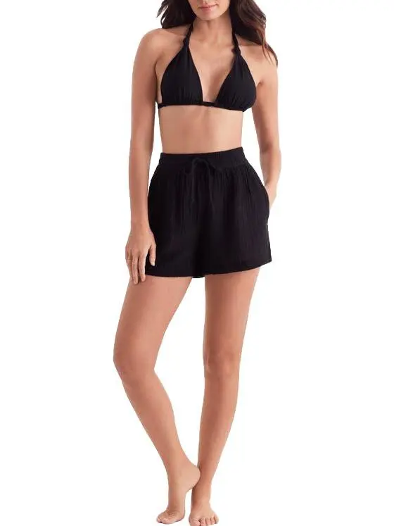 MIMI FLAMINGO Vista Double Gauze Cover-up Shorts - Black