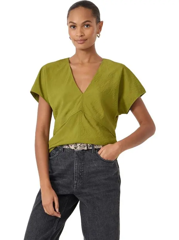 HUSH Grace Air Flow Short Sleeve Top - Dark Olive Green