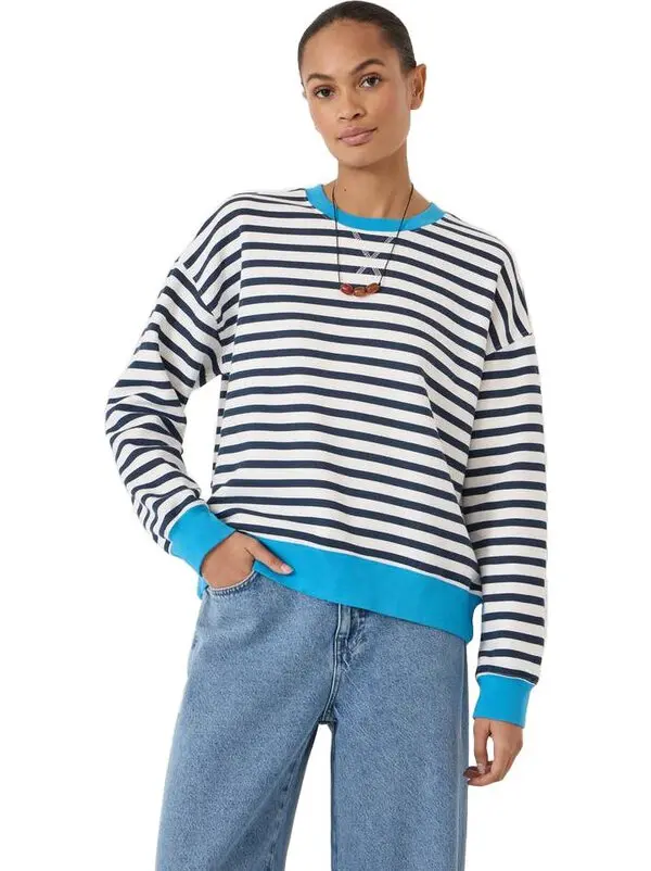 HUSH Luca Stripe Heavyweight Sweatshirt - Navy
