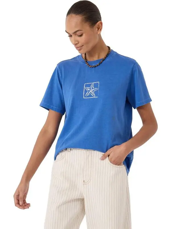 HUSH Graphic Crew Neck T-shirt - Bright Blue