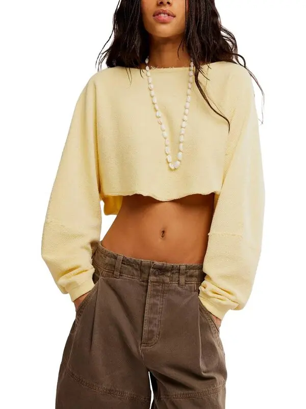 Free People To The East Crop Sweatshirt - Double Butter