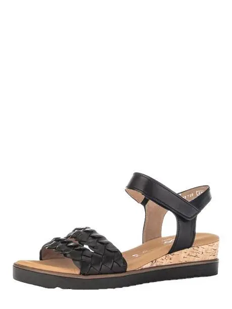 Gabor Ankle Strap Wedge Sandal - Black