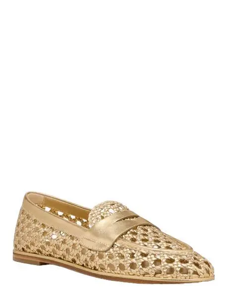 STUART WEITZMAN Spencer Woven Loafer - Golden