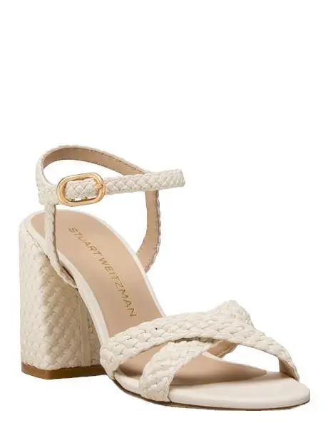 STUART WEITZMAN Alyssa Woven Ankle Strap Sandal - Cream