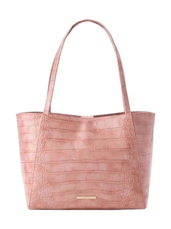 Brahmin Croc Embossed Leather Tote - Blush