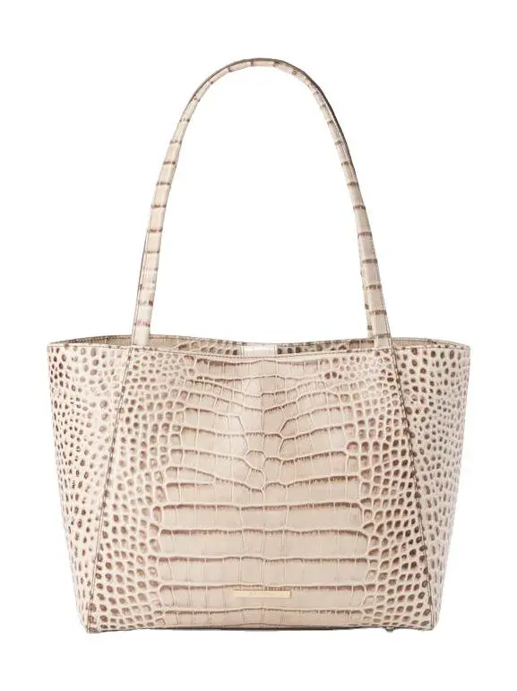 Brahmin Croc Embossed Leather Tote - Warm Gray