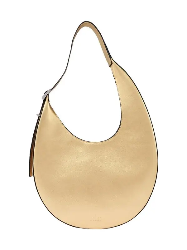 BEHNO Metallic Leather Crescent Shoulder Bag - Gold