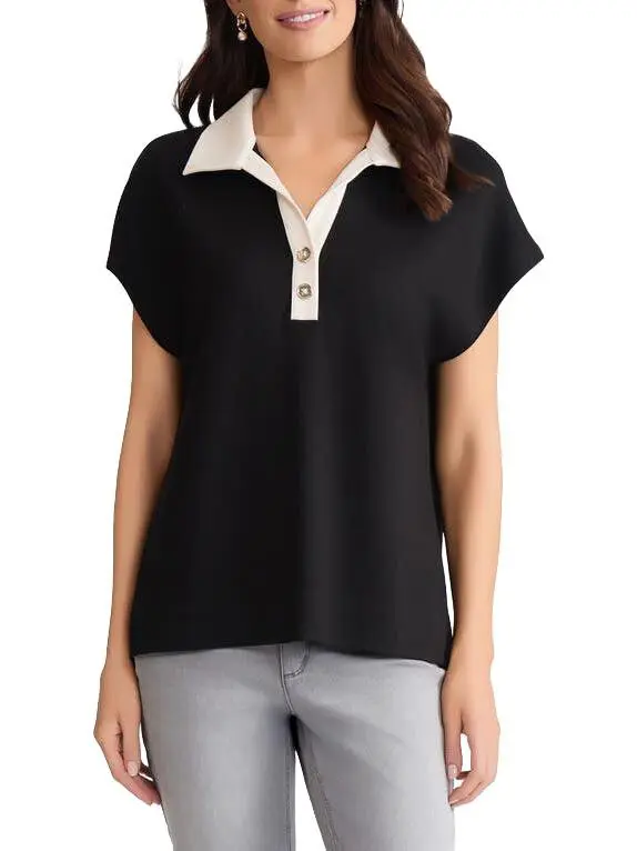 Jones New York Dolman Sleeve Polo Shirt - Jones Black/jones White