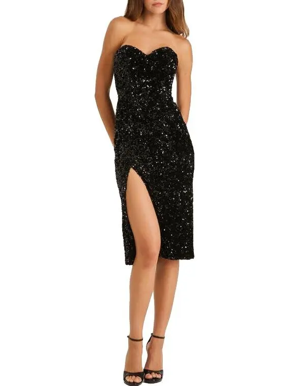HELSI Sequin Strapless Sheath Dress - Black