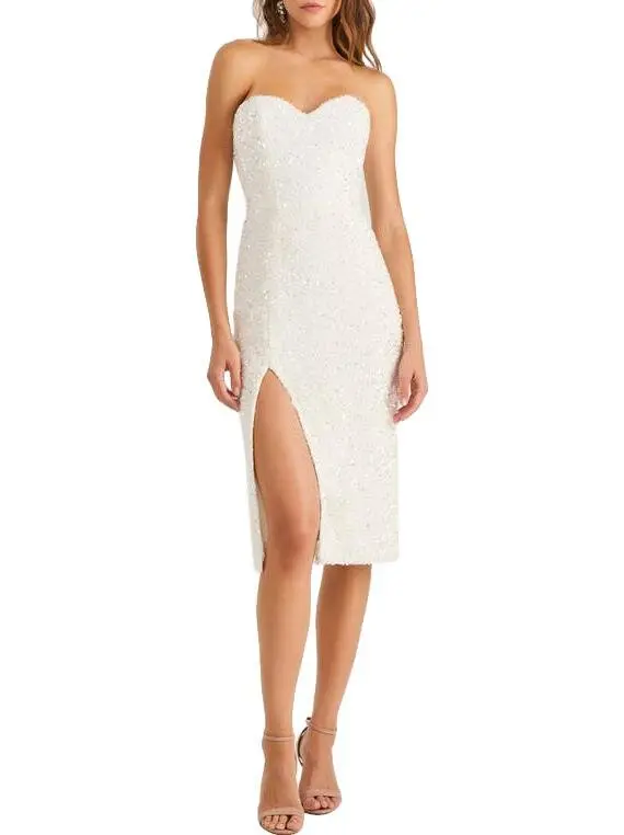 HELSI Sequin Strapless Sheath Dress - Off White