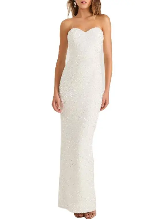 HELSI Helsí Ryan Sequin Strapless Column Gown - Off White