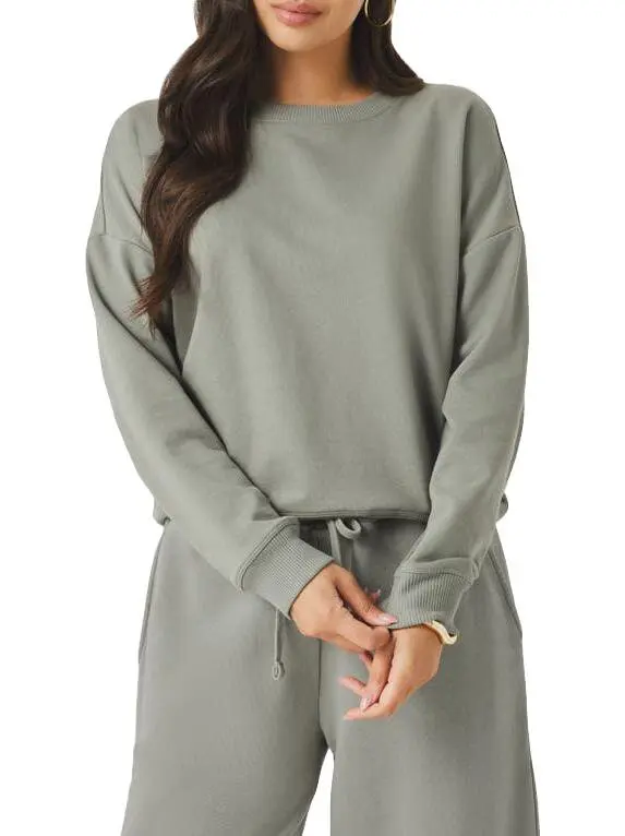 Splendid Greta Terry Relaxed Sweatshirt - Eucalyptus Green