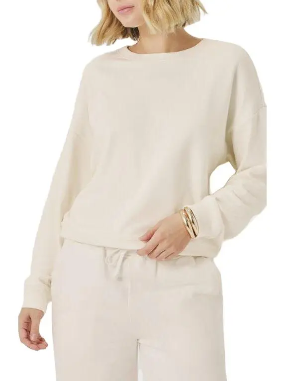 Splendid Greta Terry Relaxed Sweatshirt - Shell White