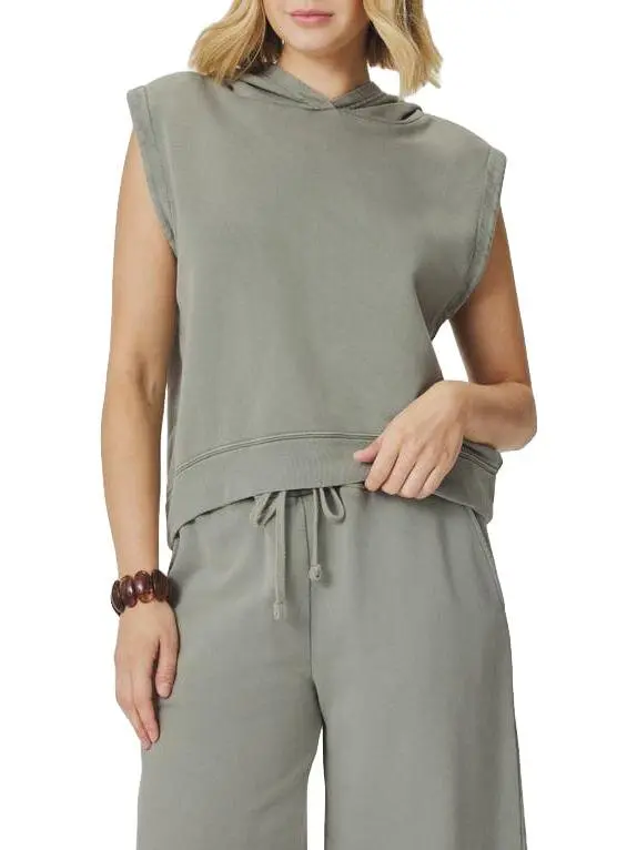 Splendid Greta Terry Sleeveless Hoodie - Eucalyptus Green