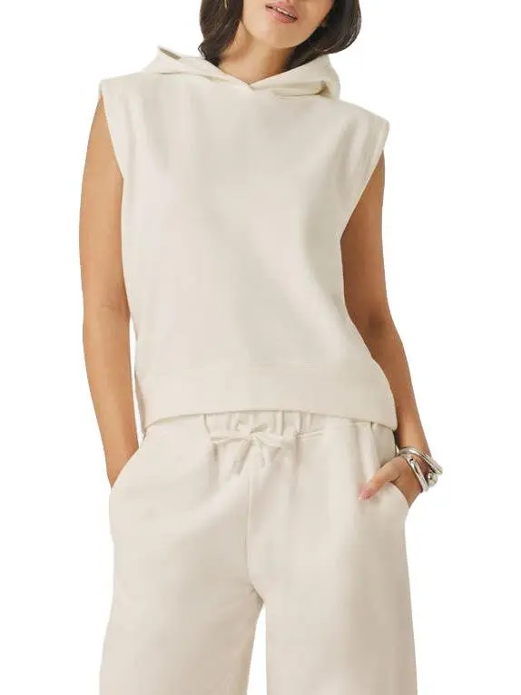 Splendid Greta Terry Sleeveless Hoodie - Shell White