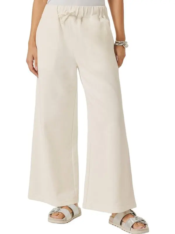 Splendid Terry Crop Drawstring Pants - Shell White