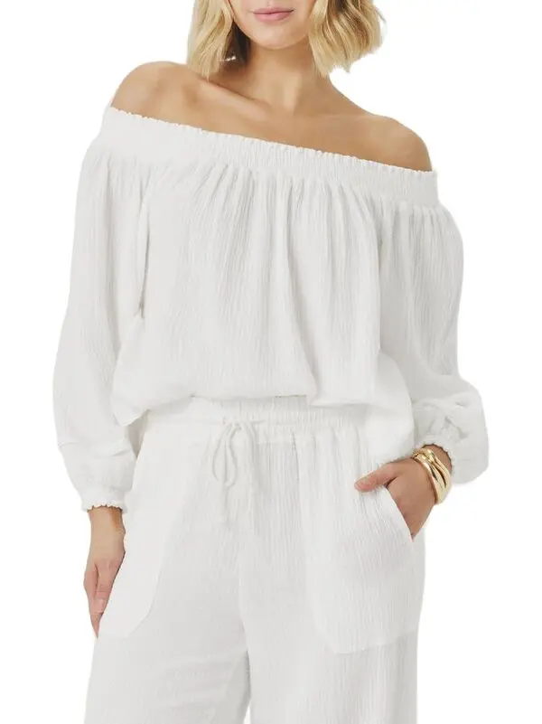 Splendid Cotton Gauze Off-the-shoulder Top - White