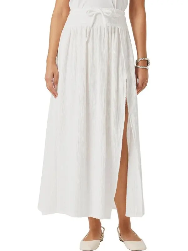 Splendid Ava Tie Waist Gauze Maxi Skirt - White