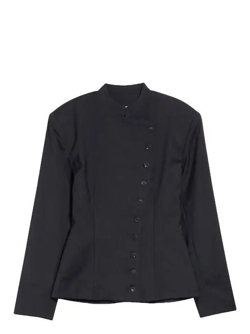 Paloma Wool Banjo Pinstripe Asymmetric Jacket - Dark Grey