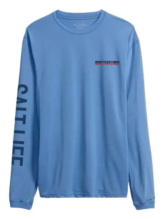 SALT LIFE Tuna Tournament Long Sleeve Slx Performance Tee - Azure Heather
