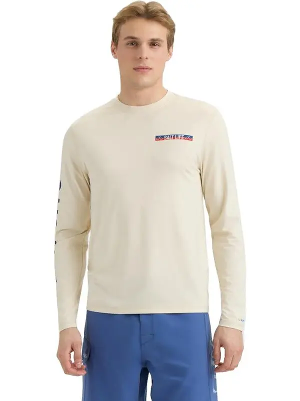 SALT LIFE Tuna Tournament Long Sleeve Slx Performance Tee - Chalk