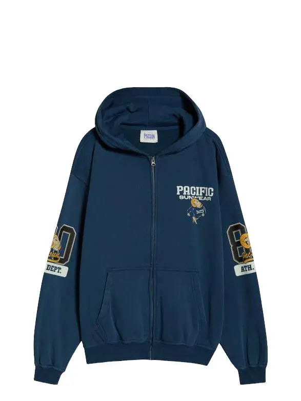PACSUN Athletic Department Cotton Zip Hoodie - Navy