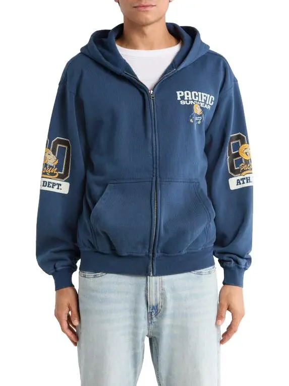 PACSUN Athletic Department Cotton Zip Hoodie - Navy