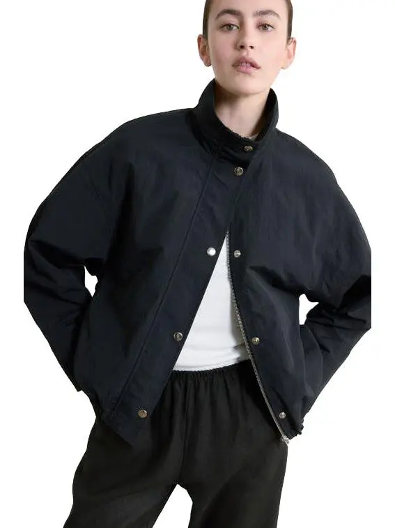 Almina Concept High Neck Nylon Jacket - Black