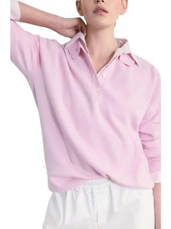 Almina Concept Merino Wool Polo - Pink