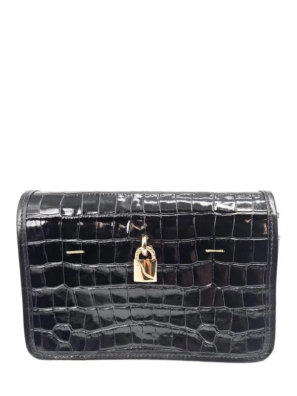 MADISON MAISON Small Moc Croc Crossbody - Black