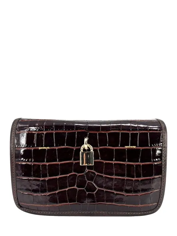 MADISON MAISON Small Moc Croc Crossbody - Chocolate