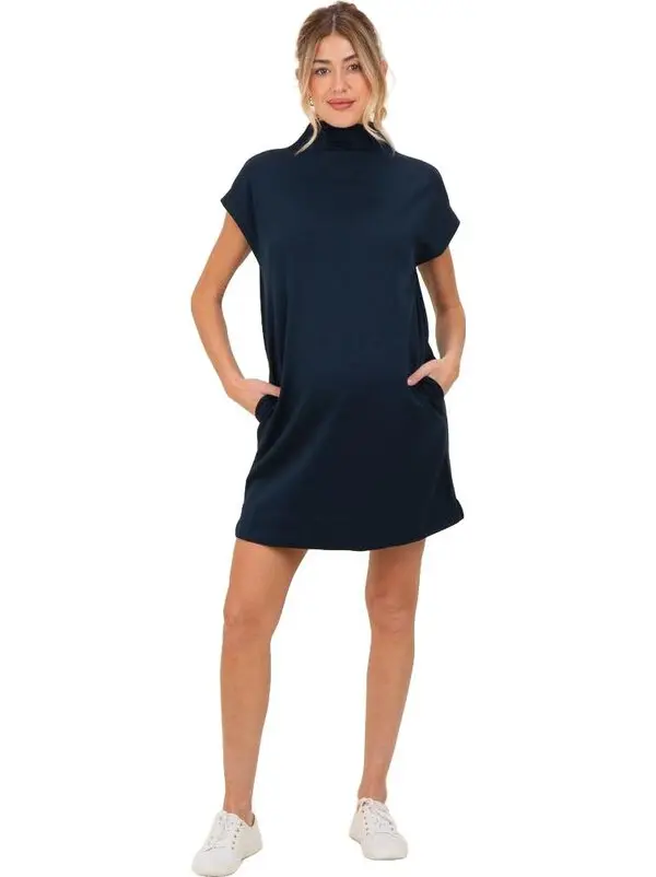 PINKBLUSH Mock Neck Mini Dress - Navy Blue