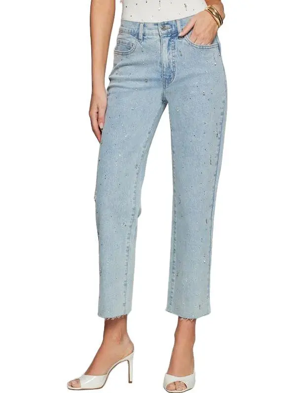 Generation Love Helena Embellished Straight-leg Jeans - Light Blue