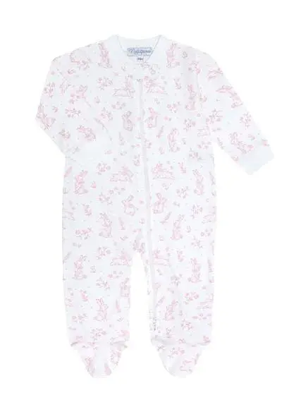NELLAPIMA Bunny Toile Zipper Footie - Pink