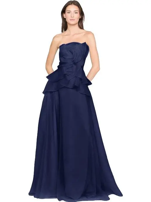 Theia Gilda Draped Rose Gown - Nautical Navy