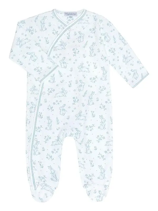 NELLAPIMA Bunny Toile Crossover Footie - Blue