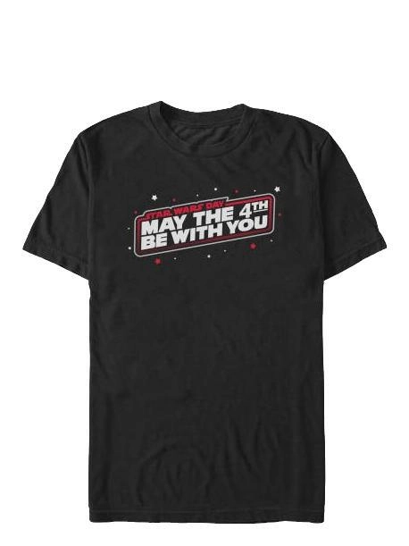 STAR WARS May The Fourth Red Outline Short Sleeve Graphic T-shirt - Black