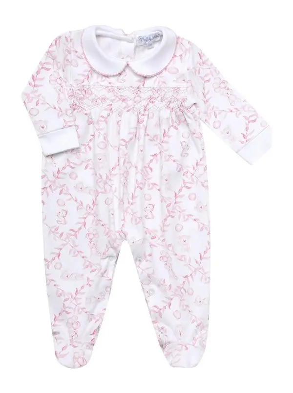 NELLAPIMA Bears Trellace Smocked Footie - Pink